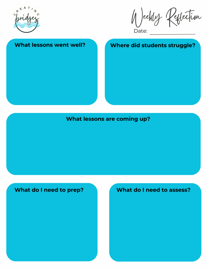 Weekly/Monthly Reflection Journal - Creating Bridges - Support for New ...